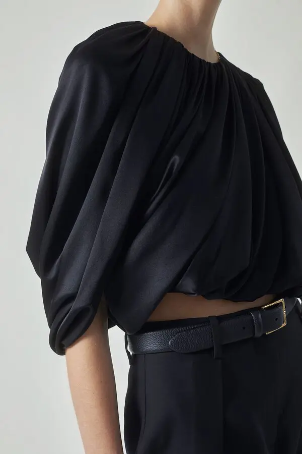 HEIRLOME Marie Top In Double-face Silk Satin - Ivory