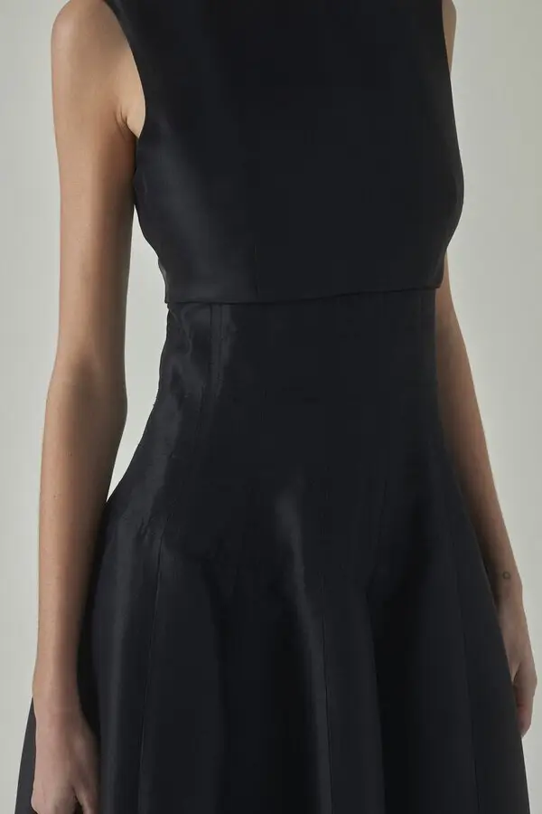 HEIRLOME Estefania Corseted Silk Shantung A-line Midi Dress