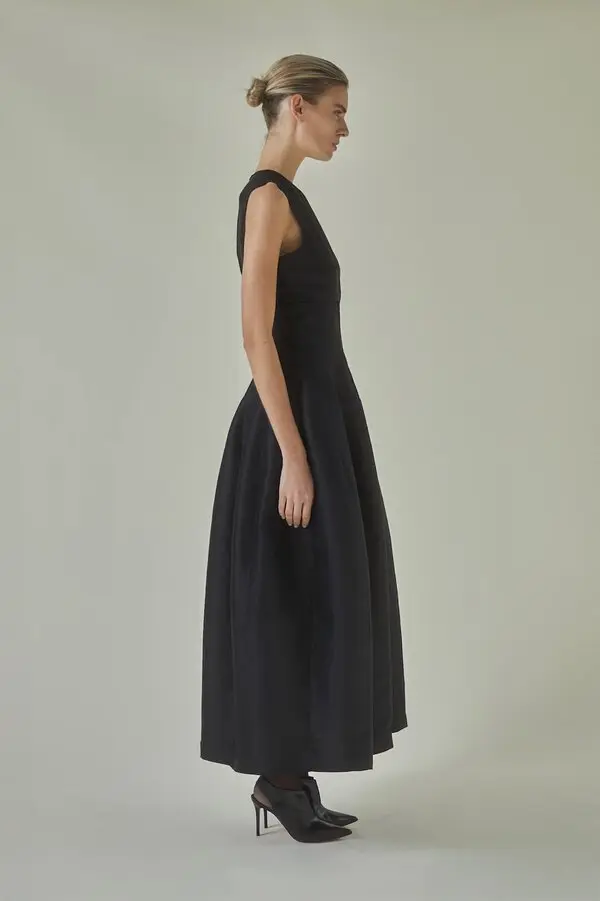 HEIRLOME Estefania Corseted Silk Shantung A-line Midi Dress