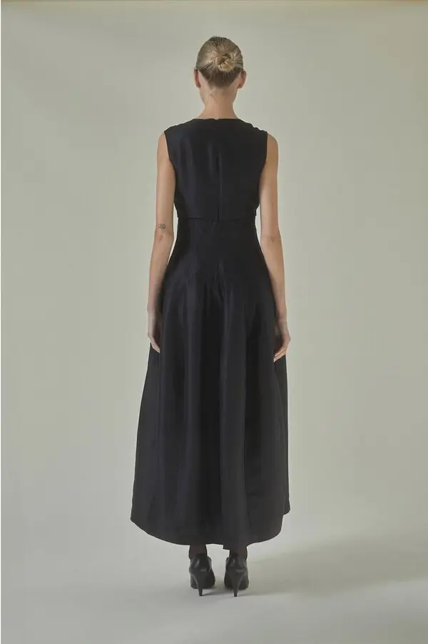HEIRLOME Estefania Corseted Silk Shantung A-line Midi Dress