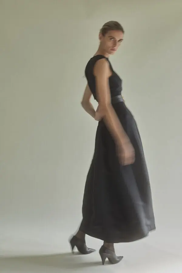 HEIRLOME Estefania Corseted Silk Shantung A-line Midi Dress