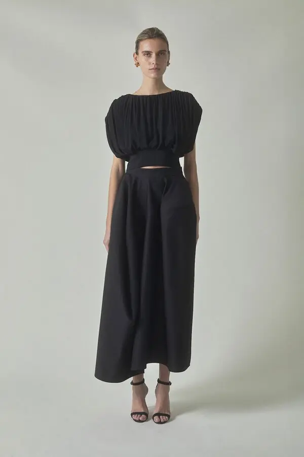 HEIRLOME Karla Midi Skirt In Italian Silk-wool Faille