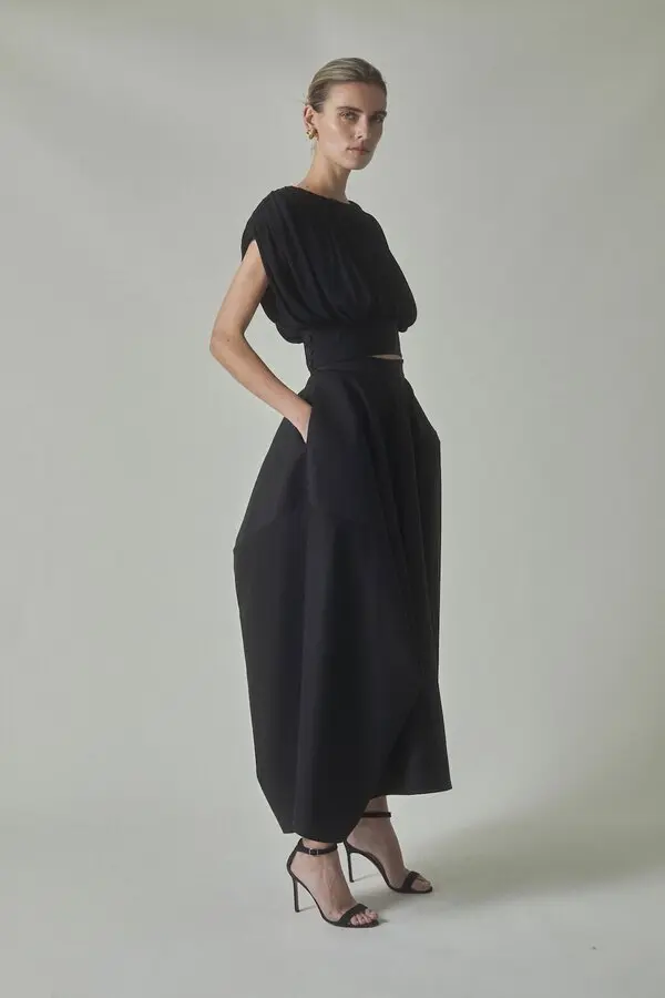 HEIRLOME Karla Midi Skirt In Italian Silk-wool Faille