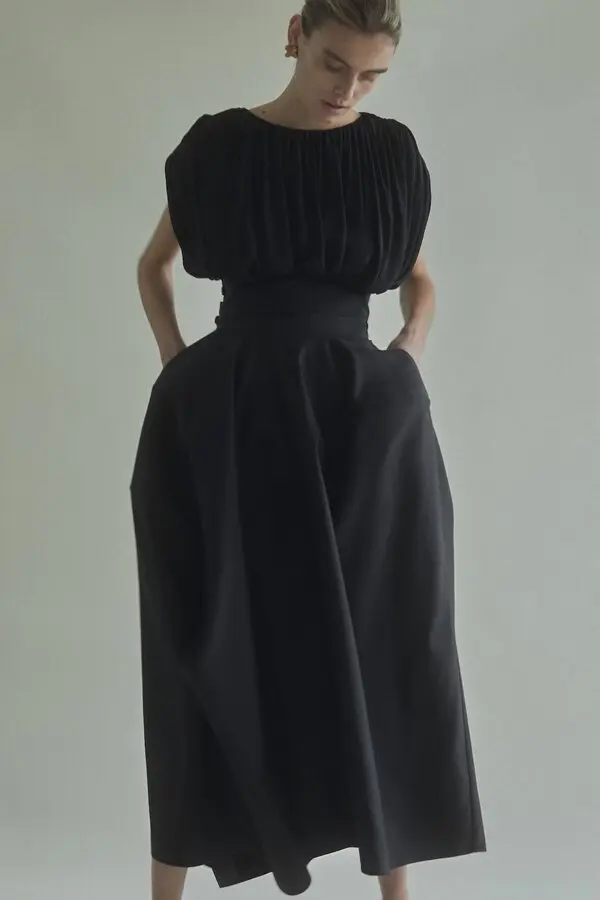 HEIRLOME Karla Midi Skirt In Italian Silk-wool Faille
