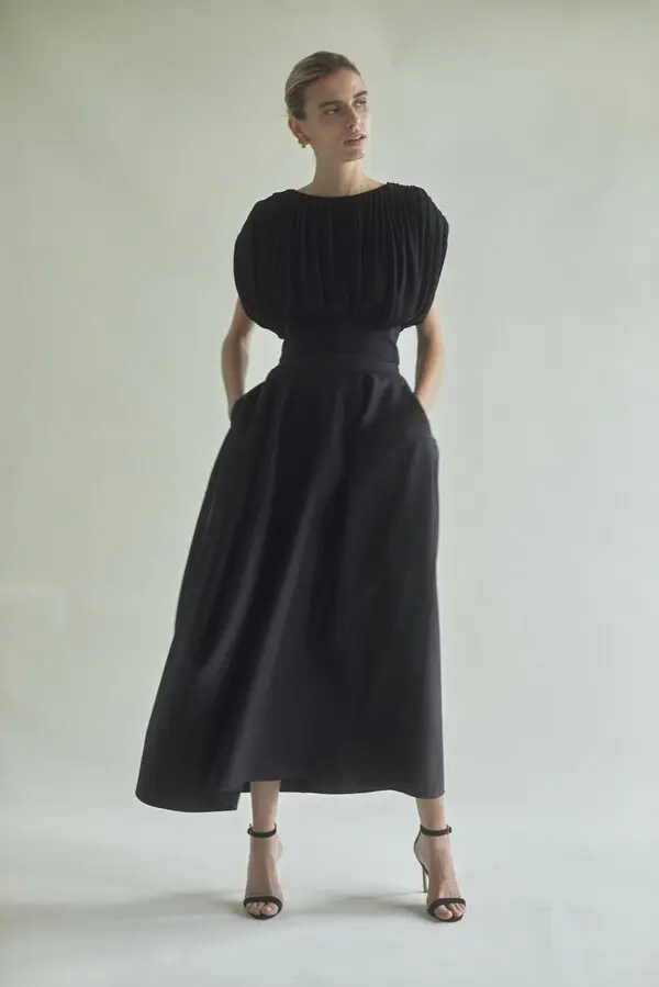 HEIRLOME Karla Midi Skirt In Italian Silk-wool Faille