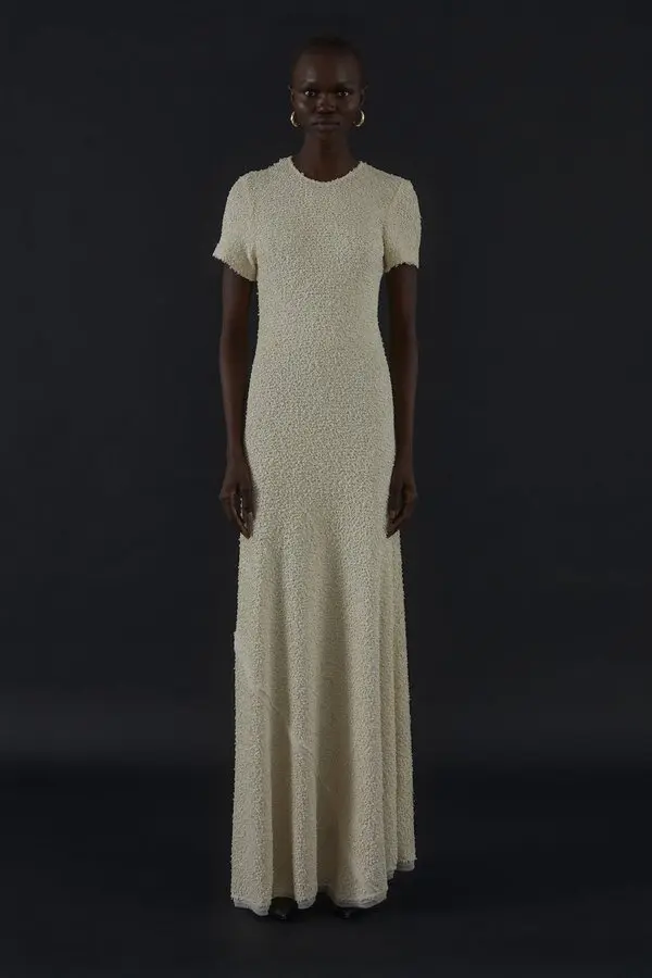 HEIRLOME Julia Dress: Short Sleeve Midi Dress In Fsc Certified Viscose Boucle