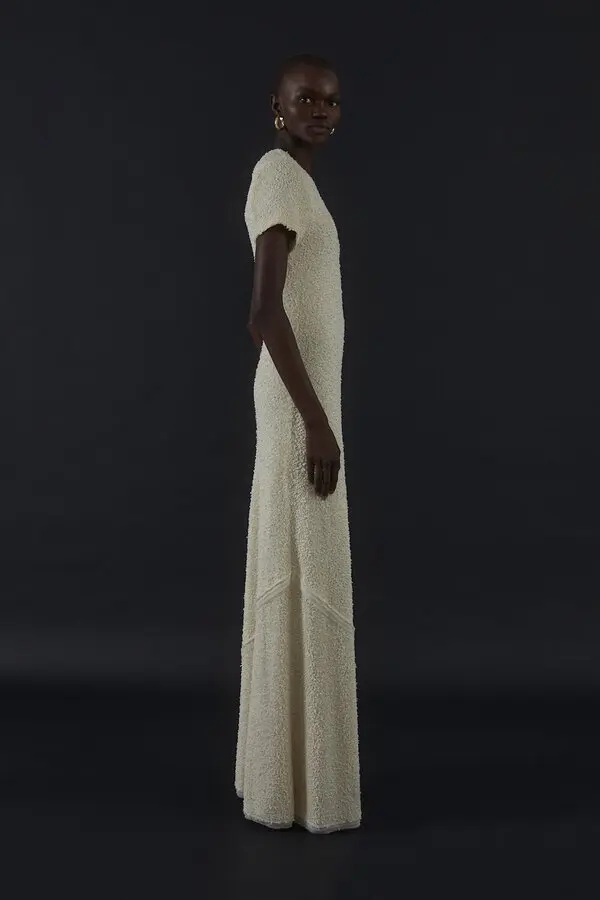 HEIRLOME Julia Dress: Short Sleeve Midi Dress In Fsc Certified Viscose Boucle