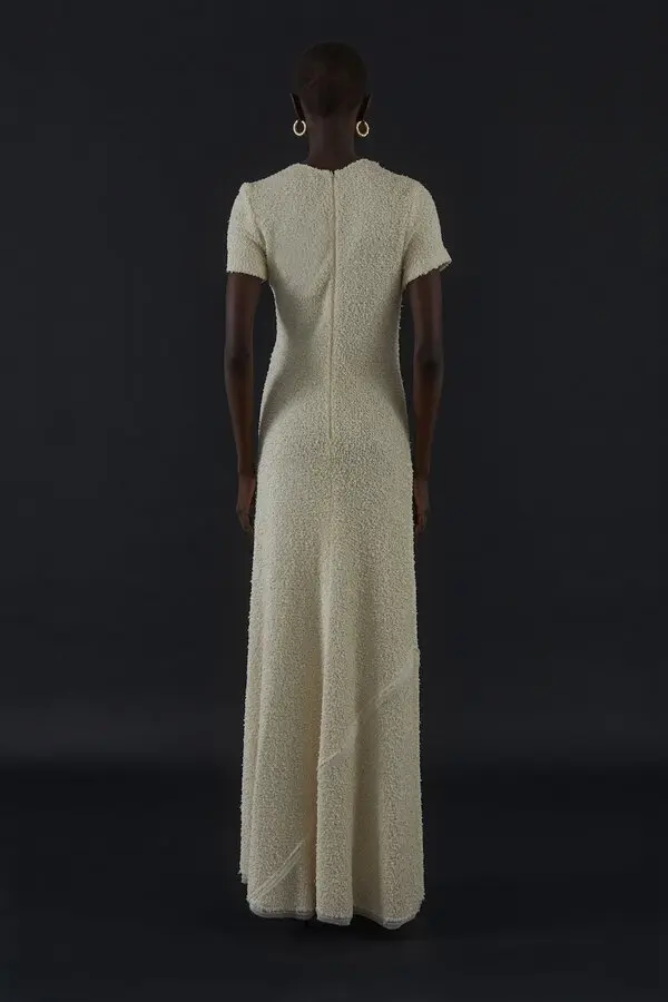 HEIRLOME Julia Dress: Short Sleeve Midi Dress In Fsc Certified Viscose Boucle