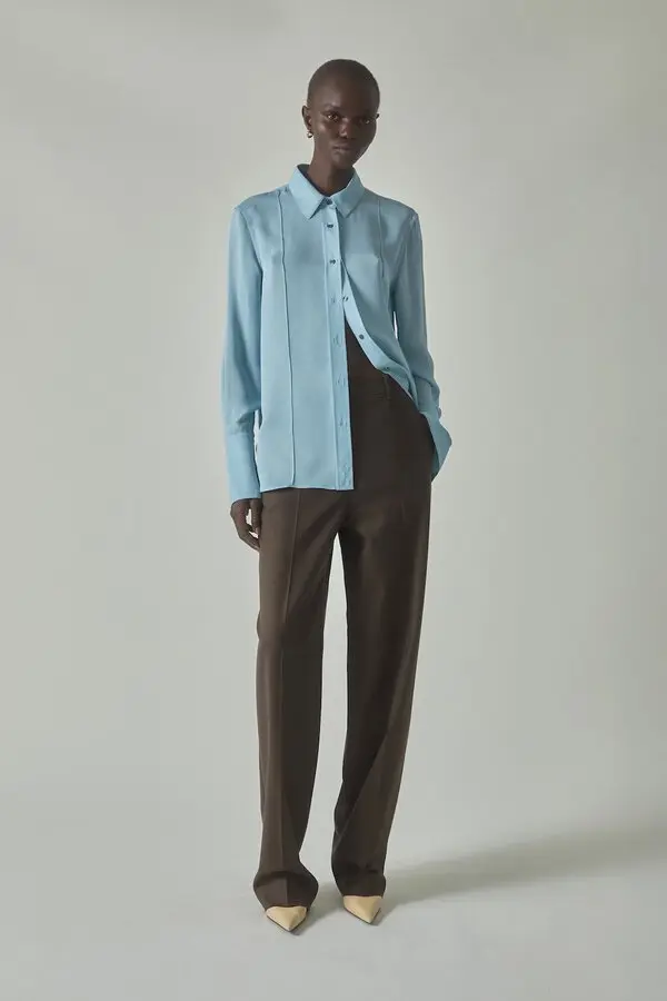 HEIRLOME Rosie Silk Shirt - Sky