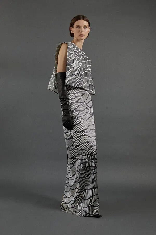 HEIRLOME Ivanna Skirt In Linear Print