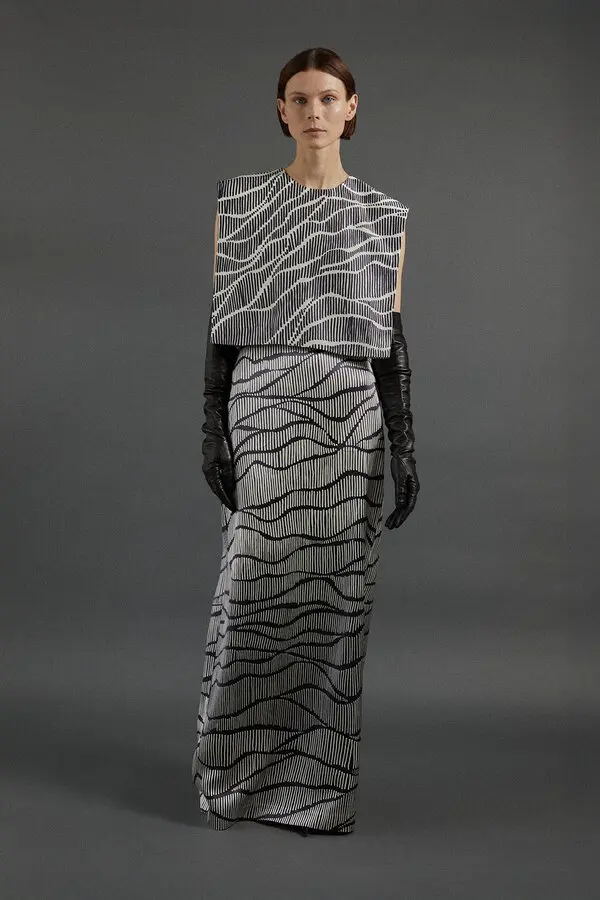 HEIRLOME Ivanna Skirt In Linear Print