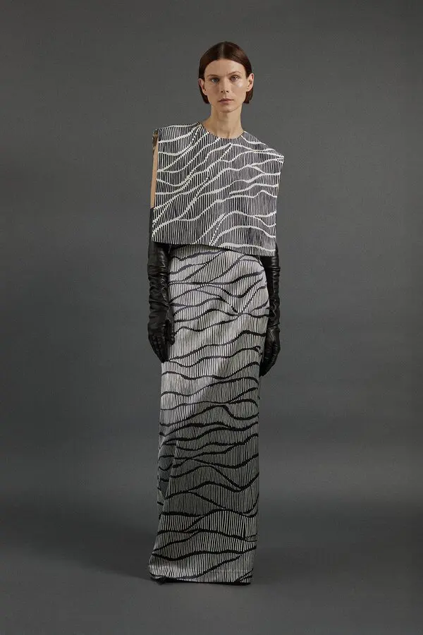 HEIRLOME Ivanna Skirt In Linear Print
