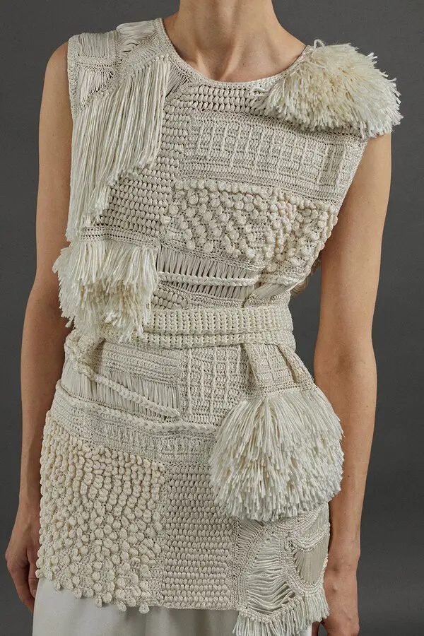 HEIRLOME Laia Multi-stitch Knit Top With Fringe
