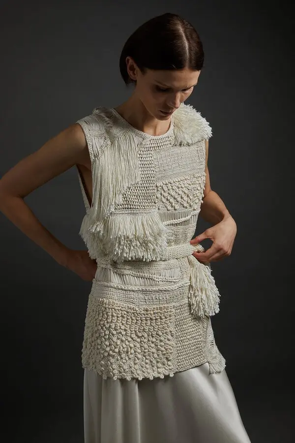 HEIRLOME Laia Multi-stitch Knit Top With Fringe