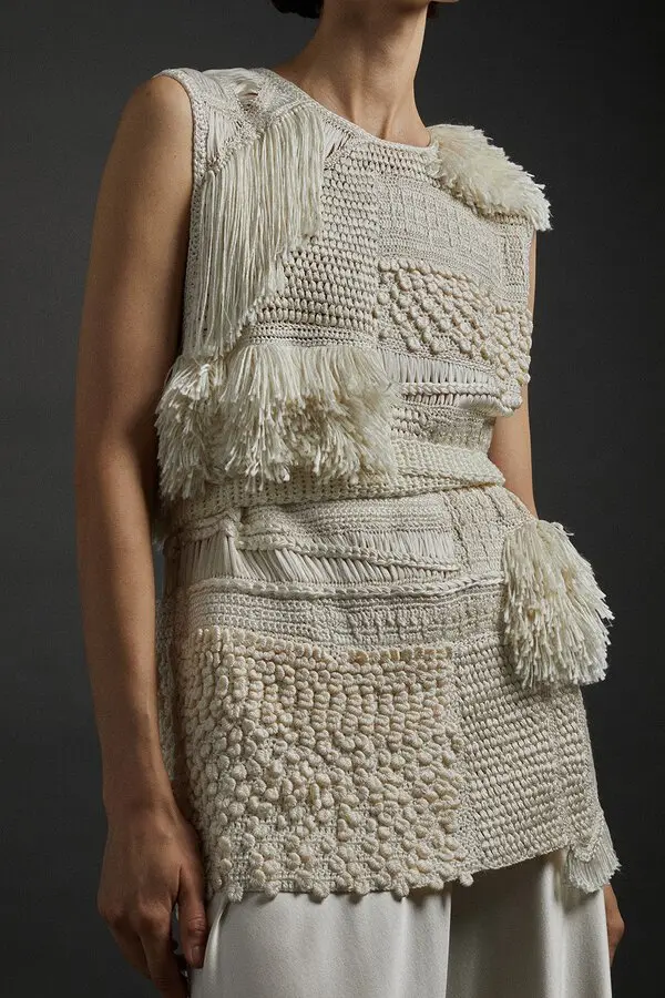 HEIRLOME Laia Multi-stitch Knit Top With Fringe