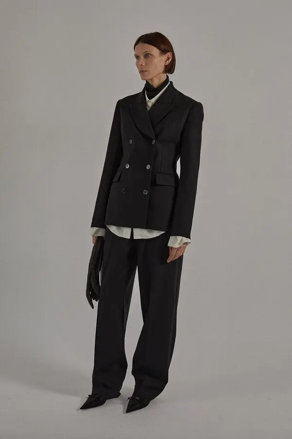 HEIRLOME Carolyn Wool Twill Blazer - Black