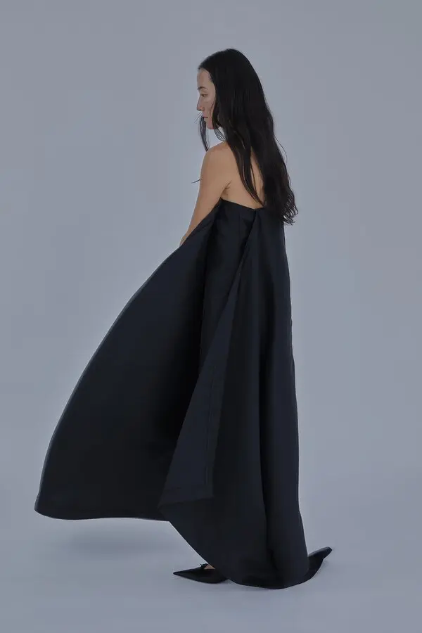 HEIRLOME Wren Strapless Asymmetrical Draped Dress