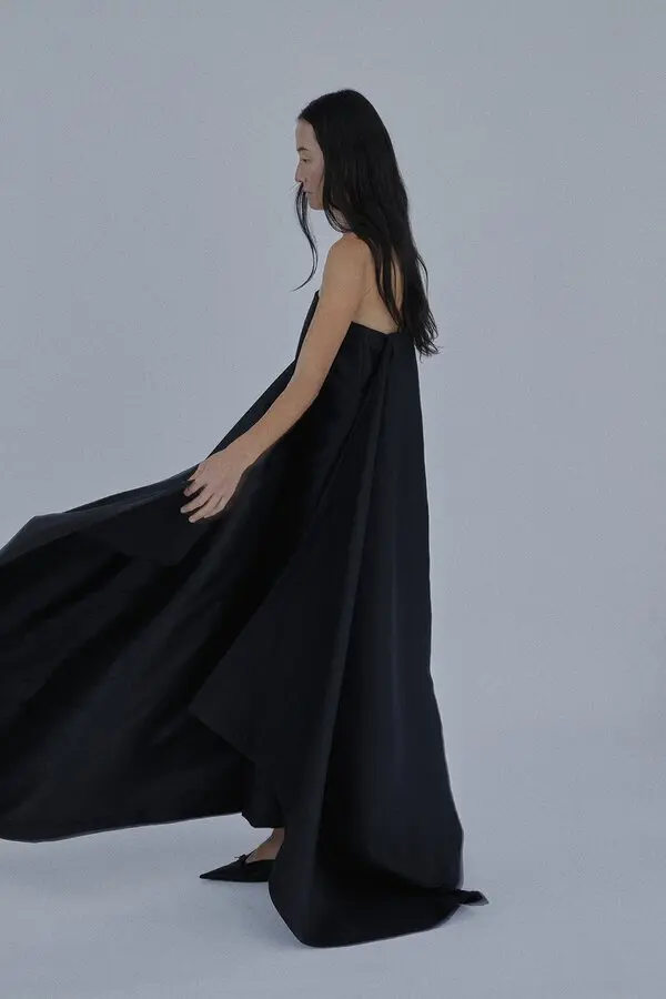 HEIRLOME Wren Strapless Asymmetrical Draped Dress