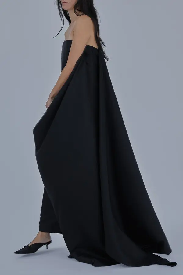 HEIRLOME Wren Strapless Asymmetrical Draped Dress