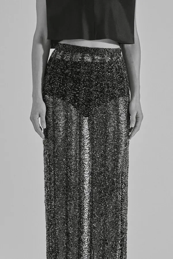 HEIRLOME Jackie Embroidered Sequin Midi Skirt
