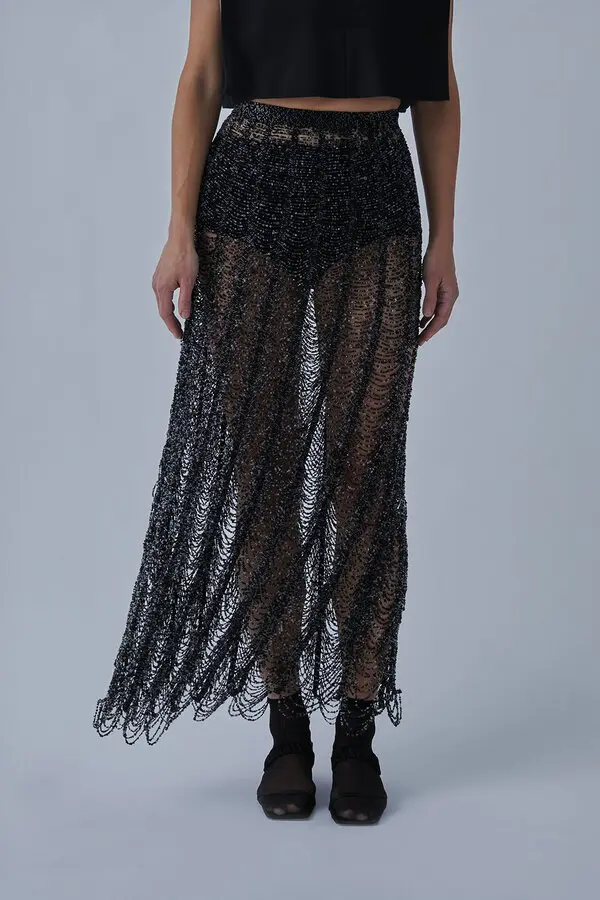 HEIRLOME Jackie Embroidered Sequin Midi Skirt