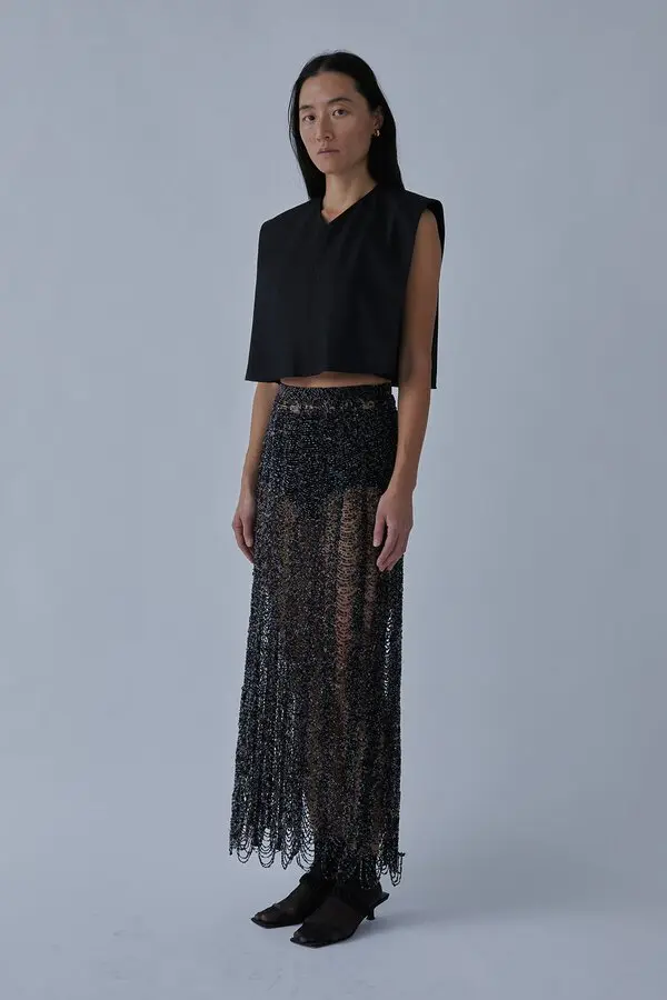 HEIRLOME Jackie Embroidered Sequin Midi Skirt