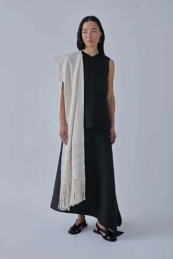 HEIRLOME Mel Asymmetrical Draped Skort In Italian Silk Shantung