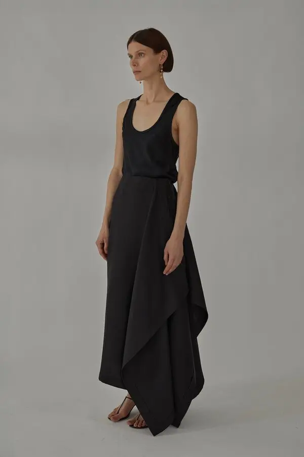 HEIRLOME Mel Asymmetrical Draped Skort In Italian Silk Shantung