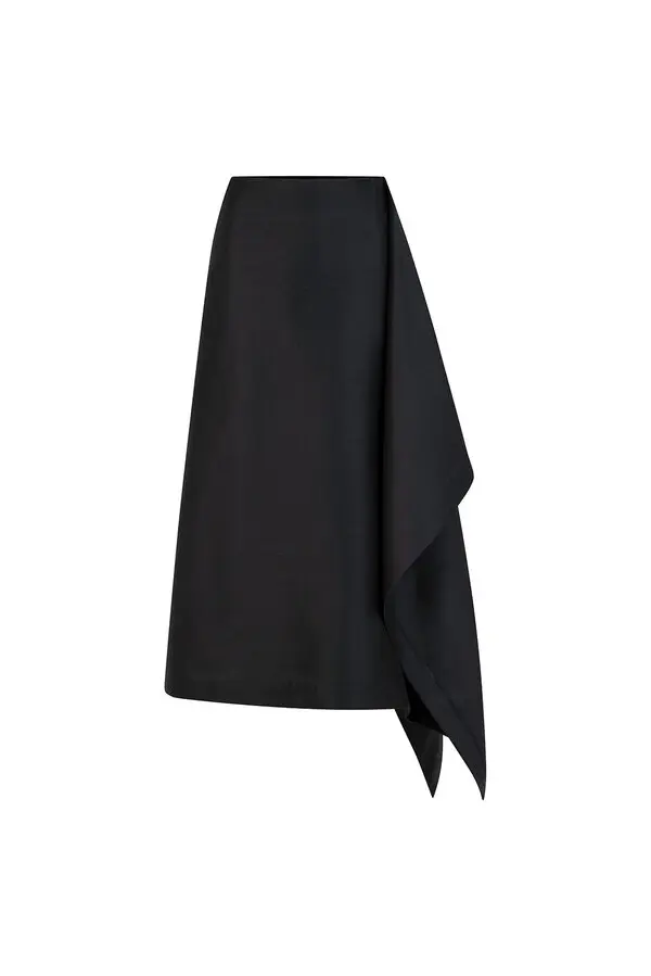 HEIRLOME Mel Asymmetrical Draped Skort In Italian Silk Shantung