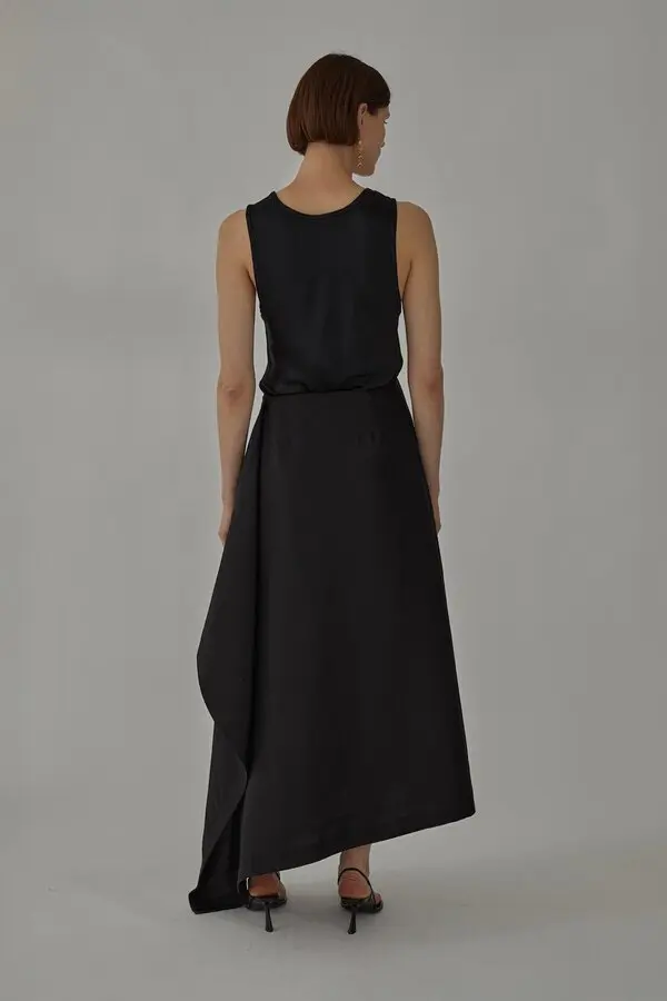 HEIRLOME Mel Asymmetrical Draped Skort In Italian Silk Shantung