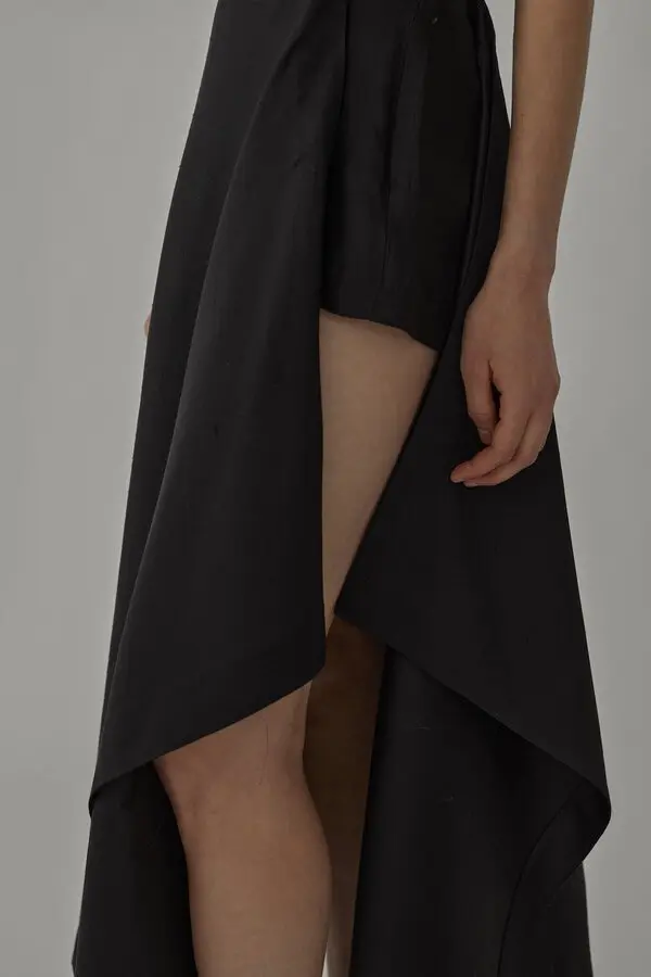 HEIRLOME Mel Asymmetrical Draped Skort In Italian Silk Shantung