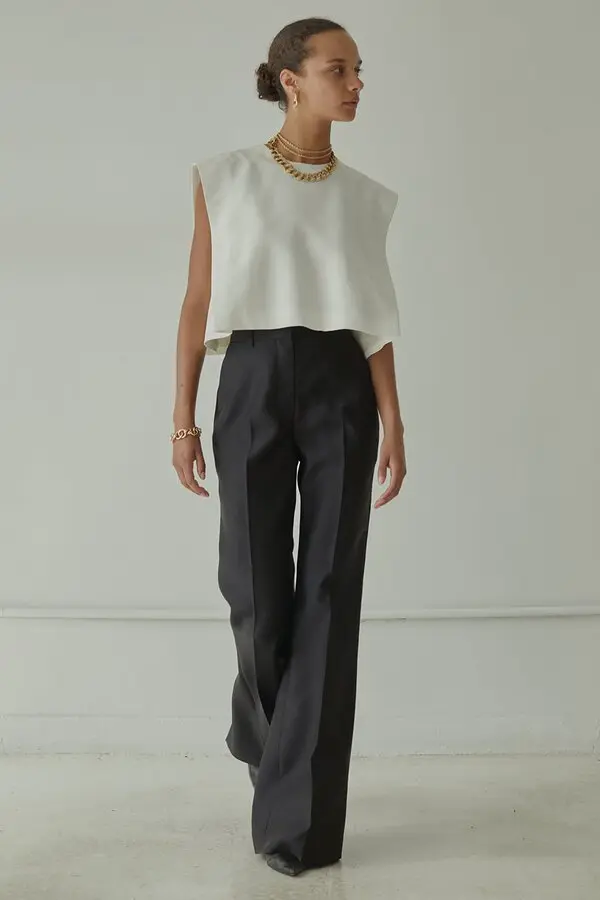 HEIRLOME Leyva Tailored Flared Trousers In Italian Silk Wool