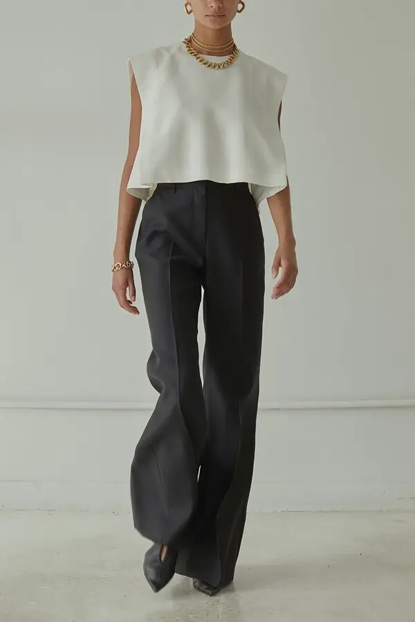 HEIRLOME Leyva Tailored Flared Trousers In Italian Silk Wool