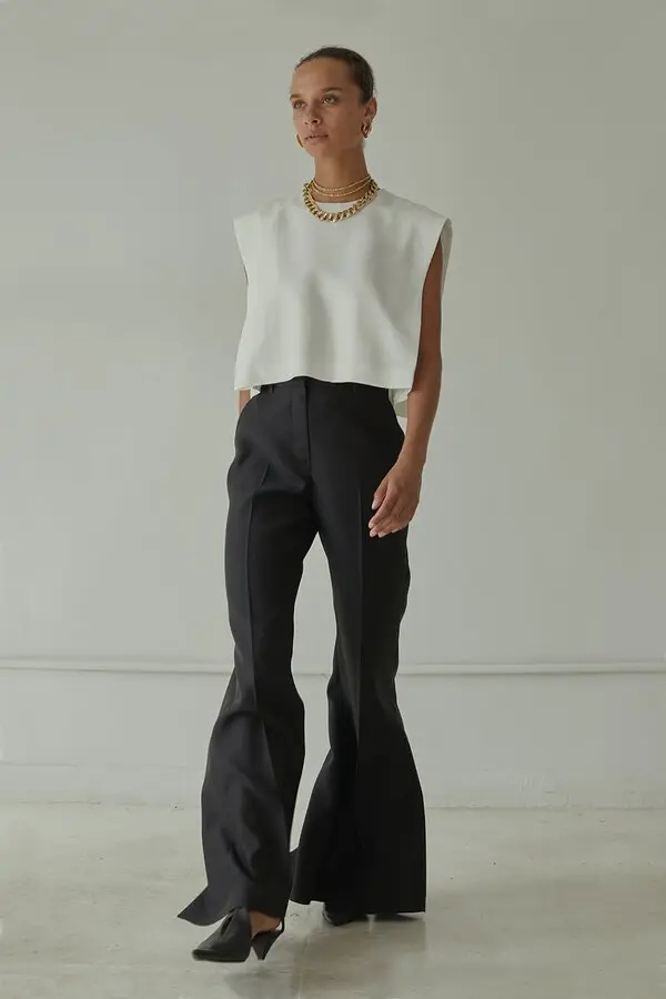HEIRLOME Leyva Tailored Flared Trousers In Italian Silk Wool