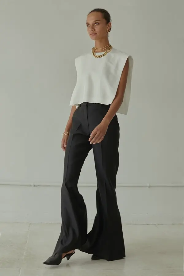 HEIRLOME Leyva Tailored Flared Trousers In Italian Silk Wool