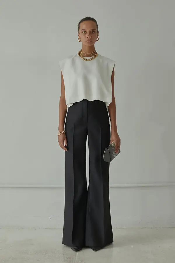 HEIRLOME Leyva Tailored Flared Trousers In Italian Silk Wool