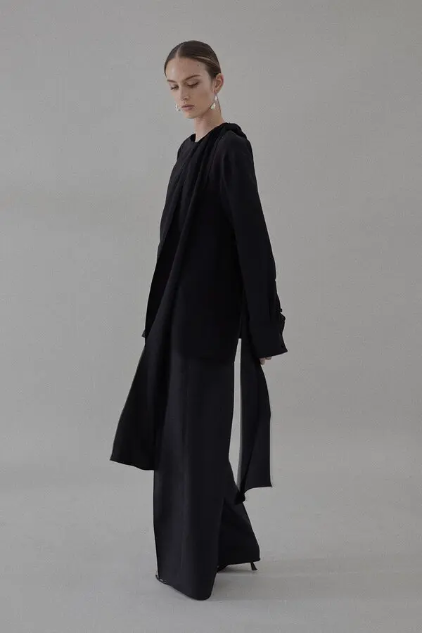 HEIRLOME Coco Silk Crepe Blouse With Adjustable Shoulder Ties
