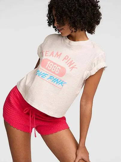Pink Campus Cotton™ Boxy-cut Tee - Grey