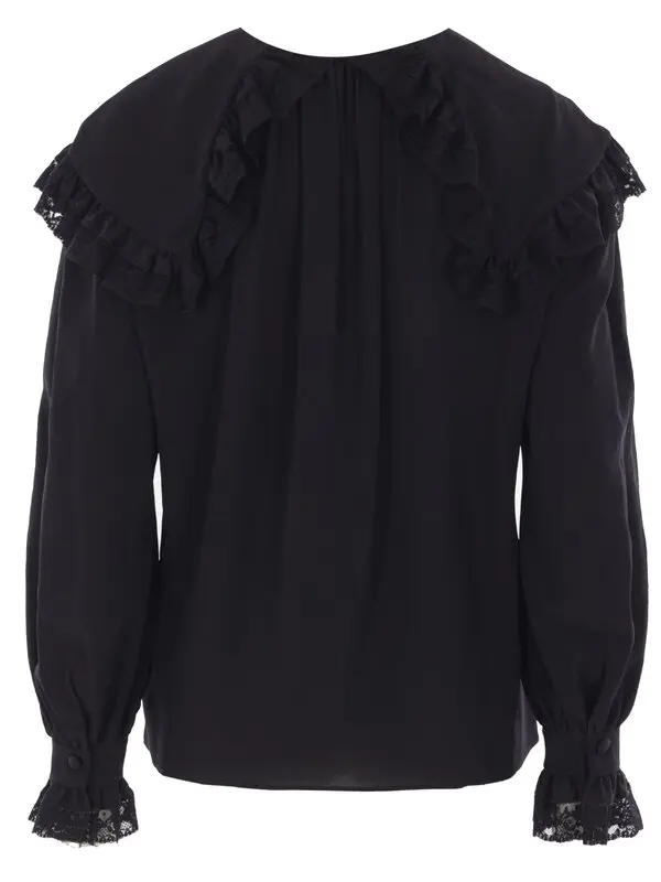 Chloé Oversized Collar Lace-detailed Blouse