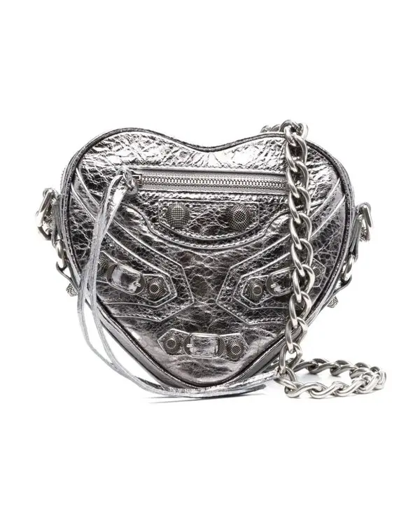 Balenciaga Borsa Le Cagole Heart Mini Metallizzata Da Donna In Argento - Gray