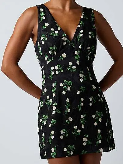 Victoria's Secret Floral V-front Mini Dress - Black
