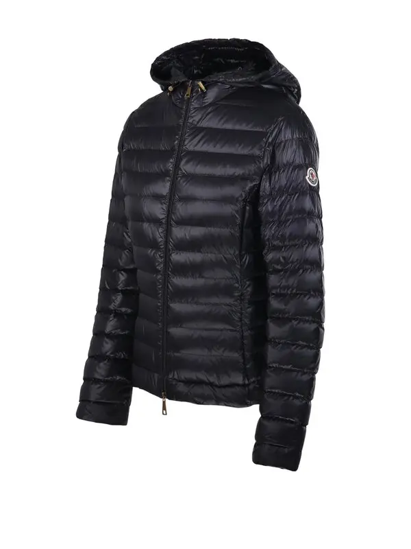 Moncler Short Zip-up Padded Jacket With Hood - Black
