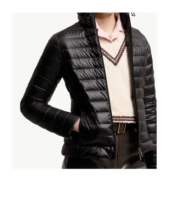 Moncler Short Zip-up Padded Jacket With Hood - Black
