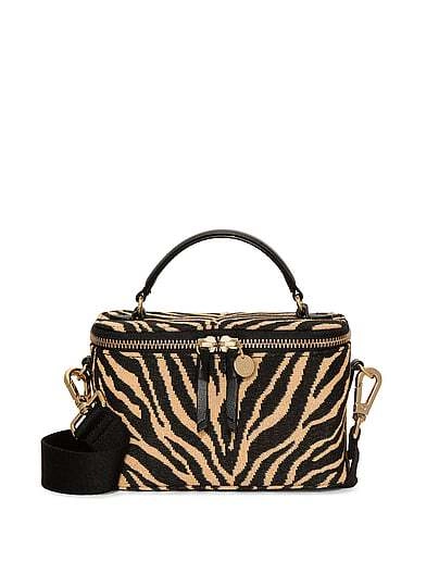 Victoria's Secret Monogram Train Case Crossbody Bag - Black
