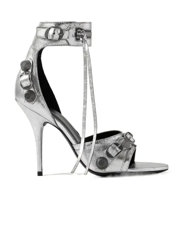 Balenciaga Sandali Cagole 110 Mm Metallizzati Da Donna In Argento - Gray