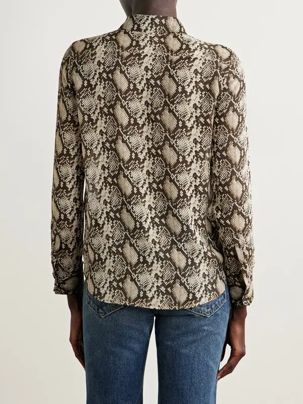 NILI LOTAN Gaia Snake Print Silk Crepe Shirt