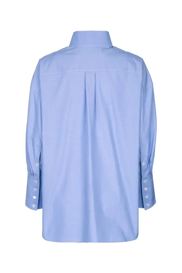 Celine Cotton Poplin Shirt With Triumphal Embroidery - Blue