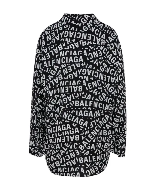 Balenciaga All-over Logo Printed Buttoned Shirt