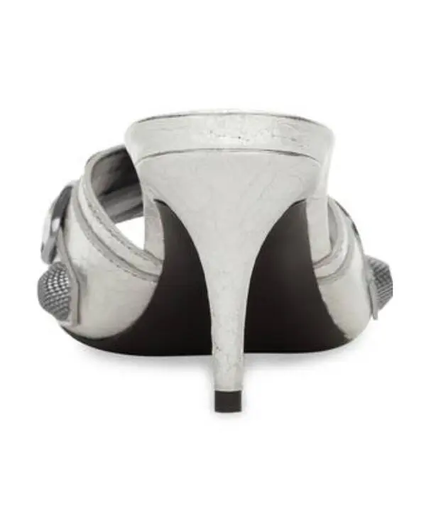 Balenciaga Silver Metallic Studded Sandals - Gray