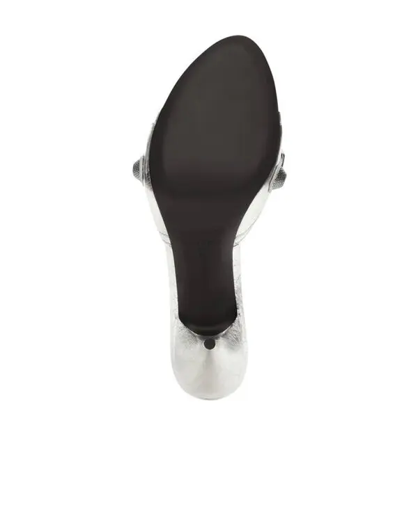 Balenciaga Silver Metallic Studded Sandals - Gray